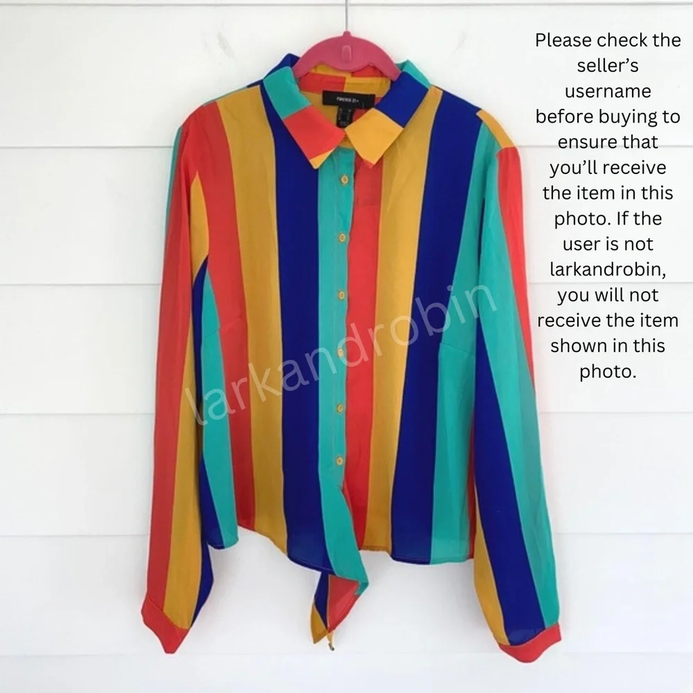 Forever 21 | Tops | New Forever 2 Striped Tie Front Button Up Top X ...